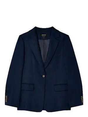 Whistles Hopsack Relaxed-fit Woven Blazer - Navy