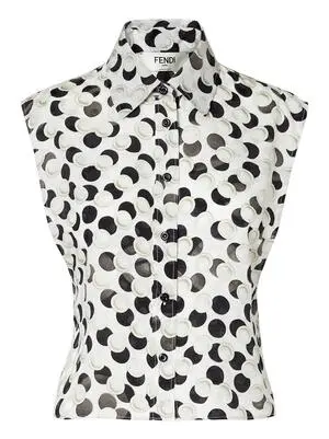 Fendi Sleeveless Silk Jacquard Top - Multicolour