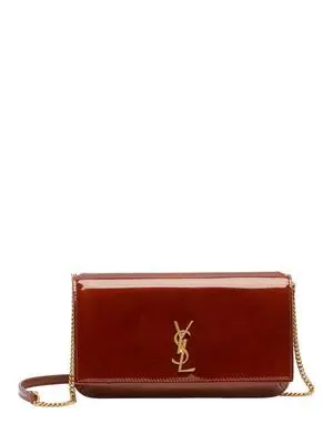 Saint Laurent Cassandre Patent Leather Phone Bag - Chataigne