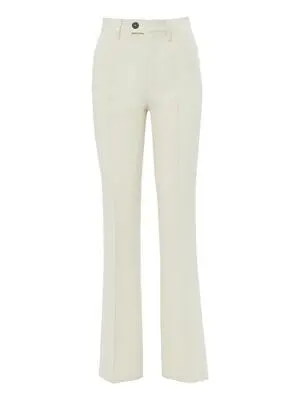 GIZIA Topstitched Flared Trousers - Ecru