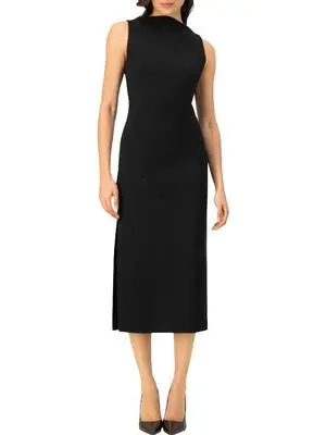 IVONNE Sleeveless Midi Dress With Slit - Black