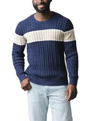 HOPE & HENRY Organic Cotton Crew Neck Cable Sweater