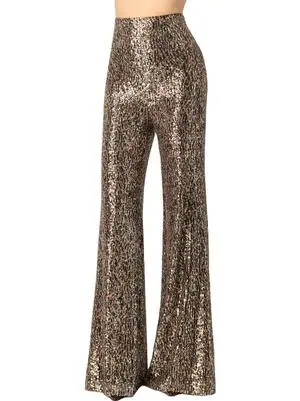 IVONNE Sequin Flared Trousers - Multicolor
