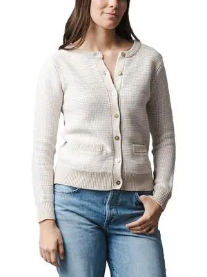 HOPE & HENRY Organic Tweed Stitch Sweater Cardigan - Natural Tweed