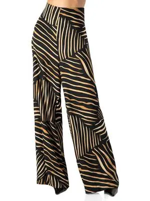 IVONNE Patterned Wide-leg Trousers - Black