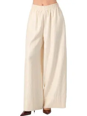 IVONNE High-waisted Wide-leg Trousers - Natural
