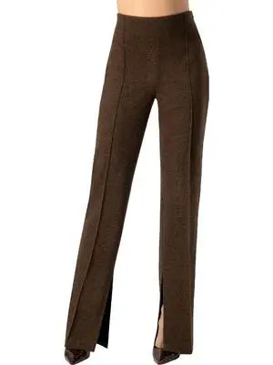 IVONNE Straight-leg Trousers With Slits - Brown