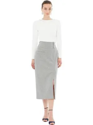 GIZIA Midi-skirt With Slit - Grey