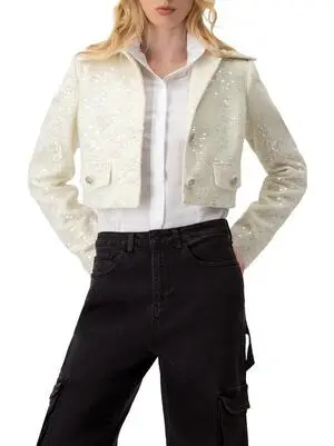 IVONNE Sequin Detailed Short Jacket - Ivory