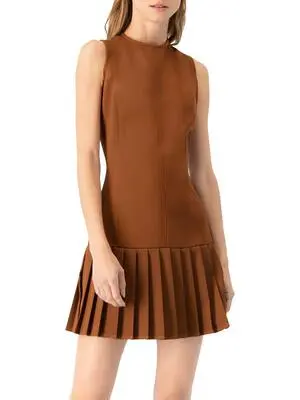 IVONNE Pleated Mini Dress - Brown