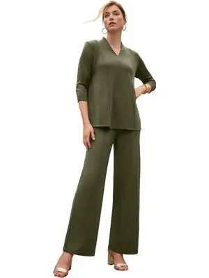 JESSICA LONDON A-Line Collared Top Dark Olive Green