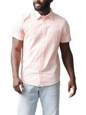 HOPE & HENRY Organic Short Sleeve Seersucker Shirt - Tonal Rose Seersucker