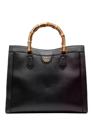 Gucci Diana Medium Bamboo Tote Satchel - Black