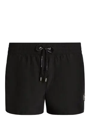 Dolce & Gabbana Short Swim Trunks With Branded Tag - Black