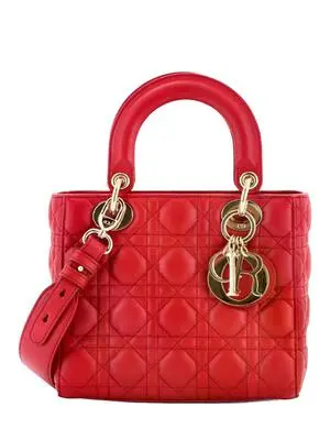 Dior Abcdior Lady Cannage Quilt Lambskin Crossbody Bag - Red