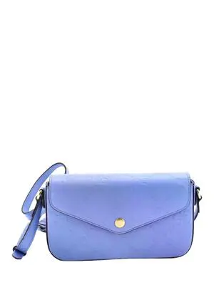 Gucci Envelope Flap Jumbo Gg Embossed Leather Super Mini Crossbody Bag - Blue