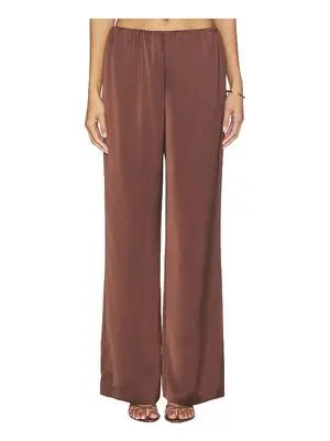 LOVERS AND FRIENDS Alette Satin Pants - Chocolate Brown
