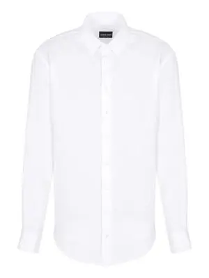 Giorgio Armani Plain Linen Shirt White