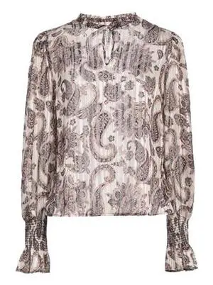 LIU •JO Paisley Print Metallic Top - Beige