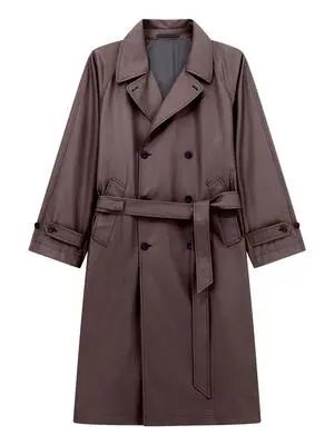 Giorgio Armani Silk-blend Twill Trench Coat - Brown