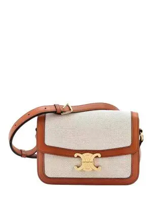 Celine Triomphe Shoulder Bag Canvas With Leather Medium - Brown