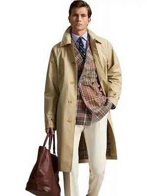 Ralph Lauren Stretch Poplin Balmacaan Coat - Hab Tan