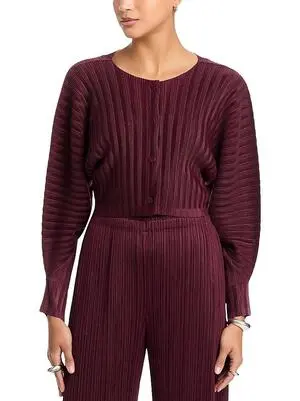 Issey Miyake Rib Pleats January Cardigan - Bordeaux