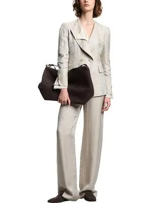 Emporio Armani Textured Jacquard Pants - Silver