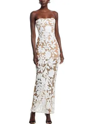 BRONX AND BRONCO Dahlia Strapless Maxi Dress - White Silver