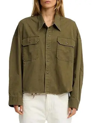 Denimist Cropped Utility Shirt - Olive Green