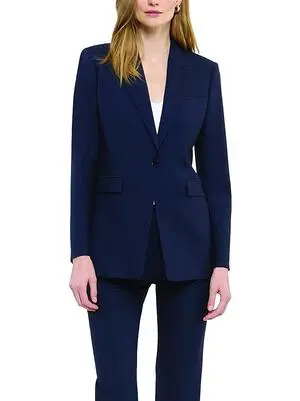 Another Tomorrow Single-button Blazer - Navy