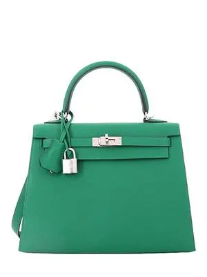 HERMES Kelly 25 Handbag Green Epsom With Palladium Hardware - Vert Vertigo