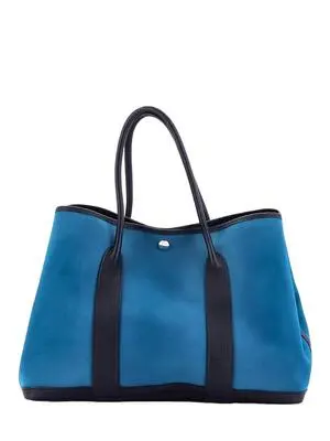 HERMES 36 Garden Party Tote Toile And Leather - Blue
