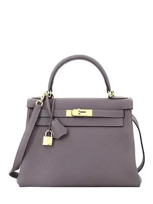 HERMES Kelly 28 Handbag With Gold Hardware - Gris Meyer