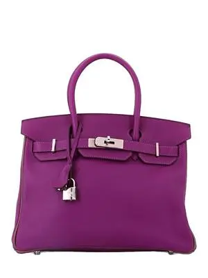 HERMES Birkin 30 Handbag Bicolor Swift With Palladium Hardware - Bicolor - Anemone/etain