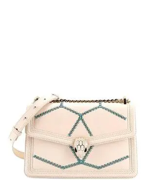 BVLGARI Small Serpenti Forever Shoulder Bag Whipstitched Leather - Neutral