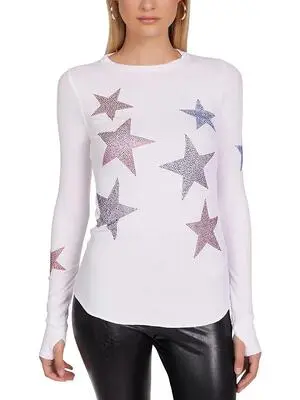 Lauren Moshi Mckinley Star Applique Top - White