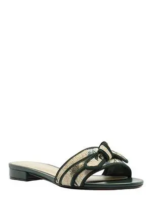 ALEXANDRE BIRMAN Grossgrain Bow Slides Green
