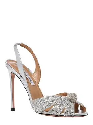 AQUAZZURA Italian Flirt Slingback Sandals - Silver