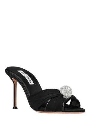 AQUAZZURA Embellished Stiletto Mules - Black