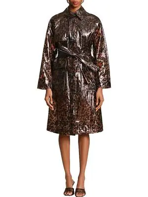Avec Les Filles Belted Rain Coat - Leopard