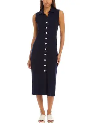 Karen Kane Ribbed Sleeveless Midi Dress - Navy