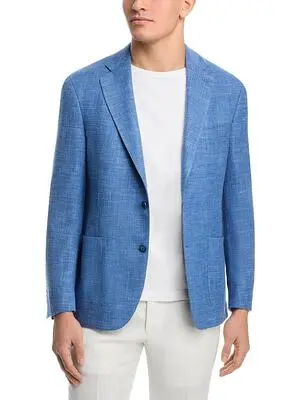 Vince Wool, Silk And Linen Textured Slim Fit Sport Coat - Blue