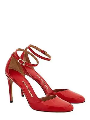 FERRAGAMO Leather Stiletto Pumps - Flame Red