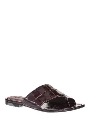 Madewell Maycie Croc Embossed Slides - Coffee Bean