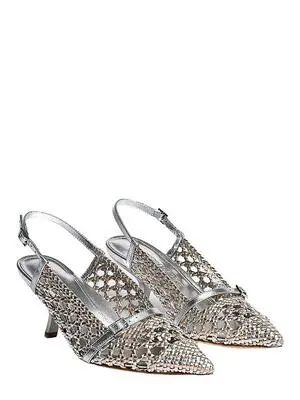 Marion Parke Metallic Nappa Slingback Sandals - Silver/gold