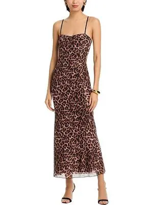 Aqua Mesh Maxi Dress - Leopard