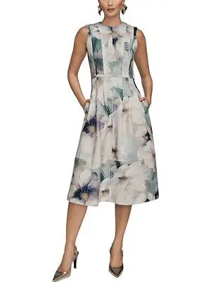 Donna Karan New York Sleeveless Floral Print Midi Dress - Laurel Multi