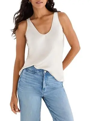NIC+ZOE Day Gloss Woven Scoop Tank - Coconut