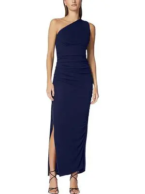 Herve Leger One-shoulder Ruched Jersey Midi Dress - Classic Blue